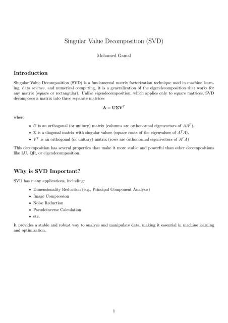 Understanding Singular Value Decomposition Svd Pdf