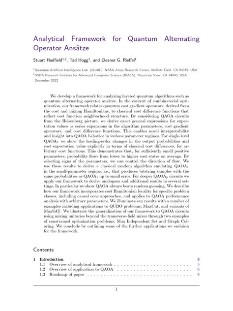 Quantum Framework For Qaoa Analysis Pdf Applied Mathematics
