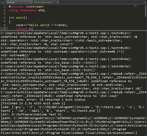 compiling c in sublime text 3 with mingw under win 10 stack overflow