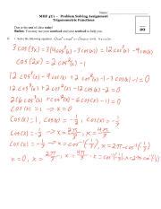 Trigonometric Functions Equations Values And Proofs Course Hero
