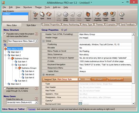Javascript Menus Created Within Minutes