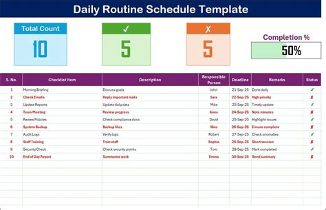 Daily Routine Schedule Checklist Template In Excel Pk An Excel Expert