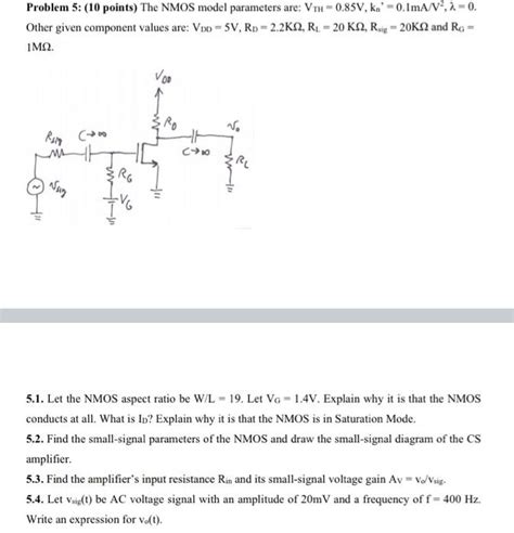 Solved Problem Points The NMOS Model Parameters Chegg Com