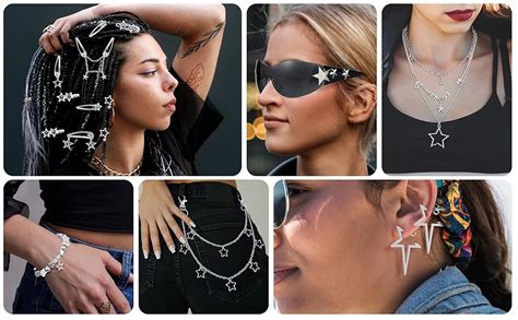 Ihfaio Y2k Accessories 17 Pcs Y2k Set Y2k Sunglasses