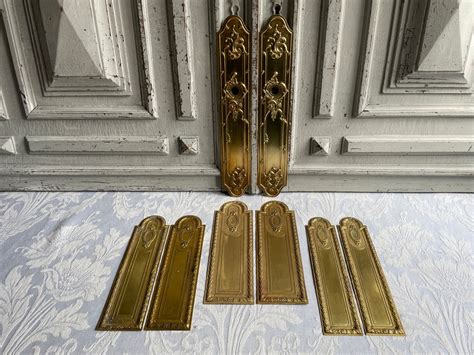 Antique French Brass Push Plates Ornate Gold Pair Various Door Finger Plates Brass Door Door