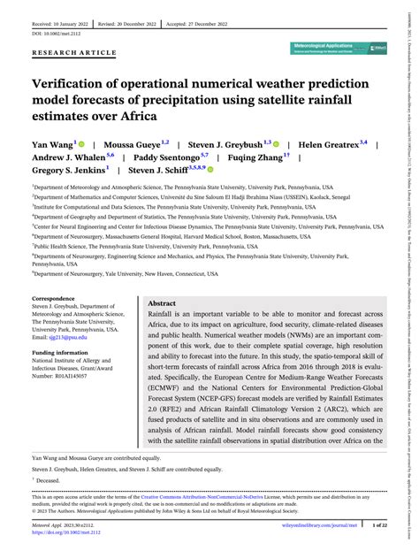 Pdf Verification Of Operational Numerical Weather Prediction Model
