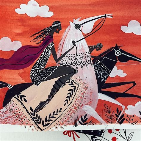 Dinara Mirtalipova Art Detailed Horse Illustration Greek Folk Art
