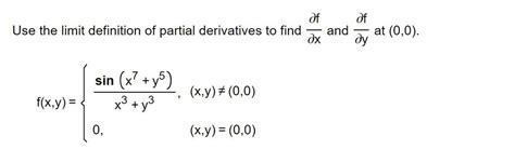 Solved Use The Limit Definition Of Partial Derivatives To