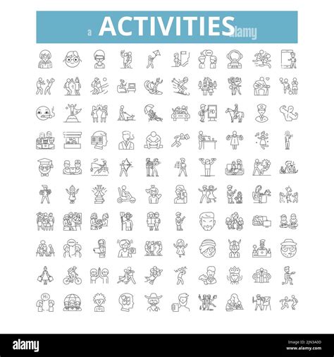 Activities Icons Line Symbols Web Signs Vector Set Isolated Illustration Stock Vector Image