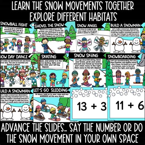 Add And Subtract To 20 Math Snow Activity Winter Adventure Movement Break