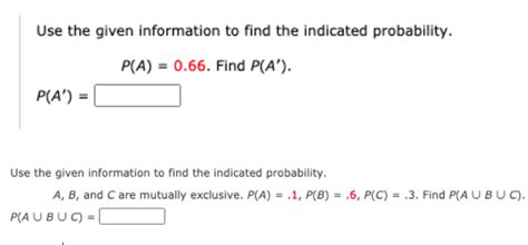 Solved Use The Given Information To Find The Indicated