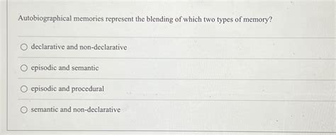 Solved Autobiographical Memories Represent The Blending Of