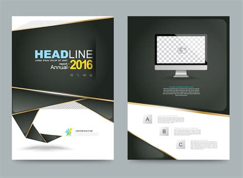 연례 보고서 전단지 브로셔 전단지 템플릿 A4 크기를 커버 프리미엄 벡터