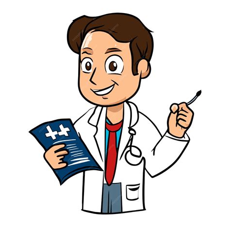 A Hand Drawing A Little Doctor Holding A Medical Chart And Explaining