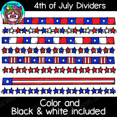 4th Of July Usa Dividers Clipart Scrappin Doodles