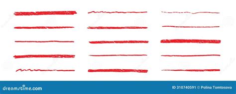 Line Underline Red Crayon Brush Pencil Pen Marker Paint Stroke Line