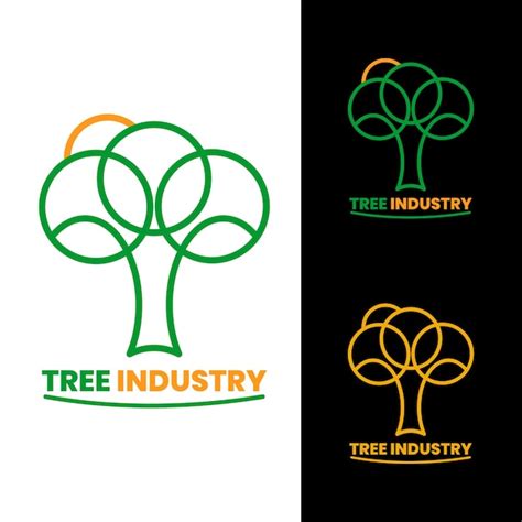 기하학적 로고 나무 구름과 태양 기호 프리미엄 벡터