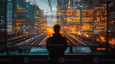 An Operator Oversees A Logistics Control Room Filled With Digital