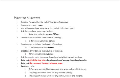 Solved Dog Arrays Assignment O O Create A Flowgorithm File