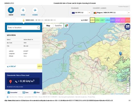 Characteristic Value Of Snow Load For Belgium According To Eurocode