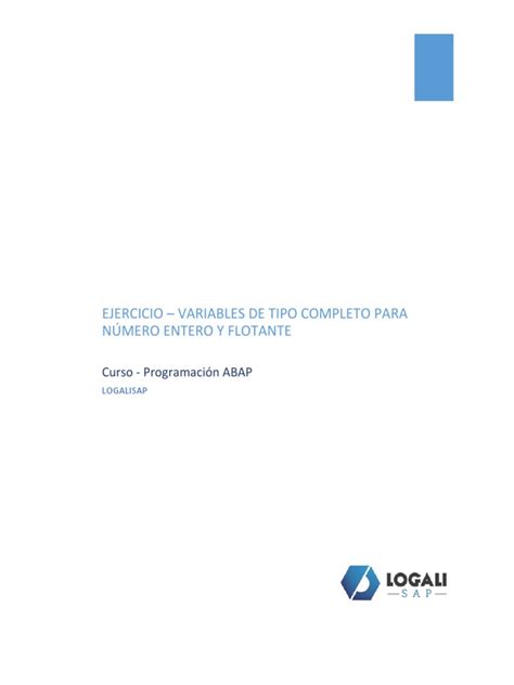 Sap Abap 2 5 Ejercicio Variables Numero Entero Y Flotante Pdf