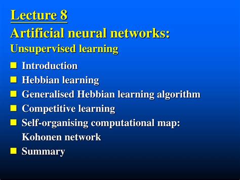 Ppt Introduction Hebbian Learning Generalised Hebbian Learning