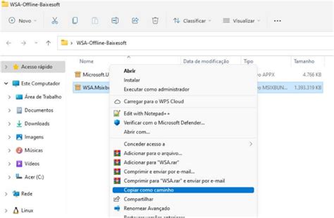 Como fazer a instalação do WSA em modo offline