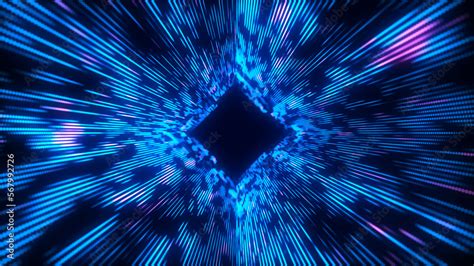 Motion Graphic Of Flying Into Digital Technologic Tunnel 3d Render