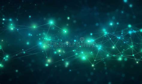 Abstract Blue Green Technology Background With A Cyber Network Grid And
