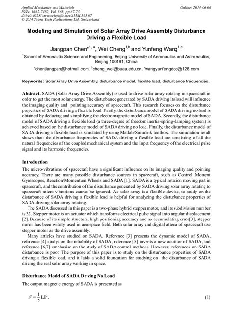 Modeling And Simulation Of Solar Array Drive Assembly Disturbance Driving A Flexible Load
