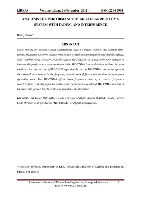 pdf analysis the performance of multi carrier cdma system with fading