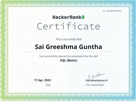 Sai Greeshma Guntha On Linkedin Hackerrank Sql