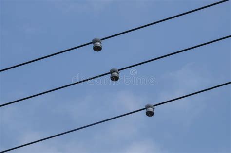 Overhead Fault Indicator On High Voltage Electric Wire Stock Photo