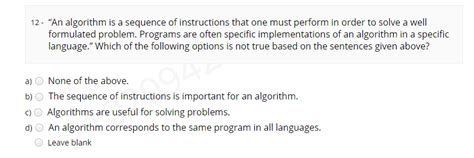 12 An Algorithm Is A Sequence Of Instructions That
