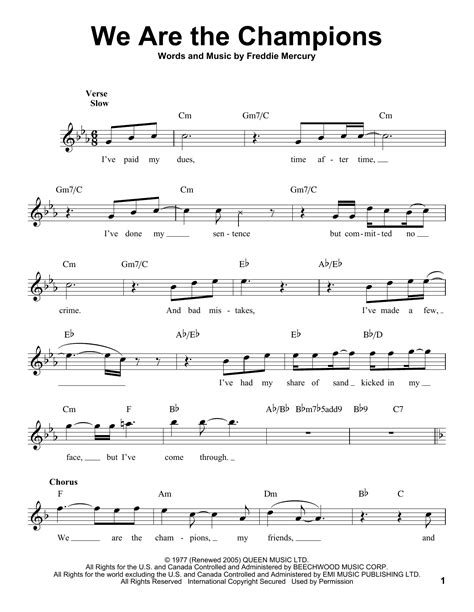 We Are The Champions Sheet Music Direct
