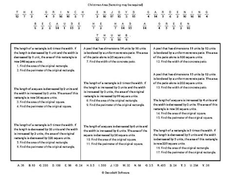Decodeit Christmas Joke Area Factoring Required Word Problems By