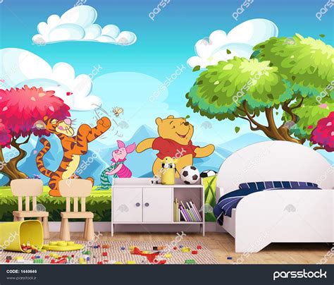 پوستر دیواری سه بعدی کارتون پو و دوستان درحال بازی کردن 1440646