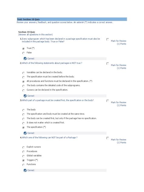 Section 10 12 Quiz Plsql Pdf Plsql Subroutine