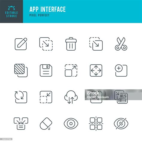 앱 인터페이스 얇은 선 벡터 아이콘 세트 픽셀 완벽 편집 가능한 스트로크 세트에는 복사 붙여넣기 잘라내기 저장 지우개 삭제 검색