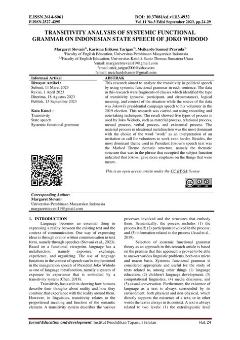 Pdf Transitivity Analysis Of Systemic Functional Grammar On