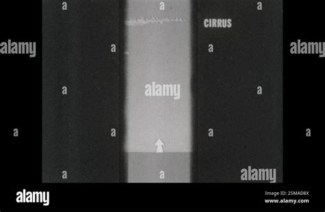 1960s Animation Arrow Points Up At Sky Clouds Move Labels Appear Stock Video Footage Alamy