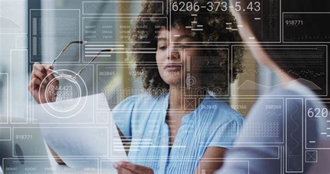 Animation Of Graphs Loading Circles And Bars Diverse Female Coworkers