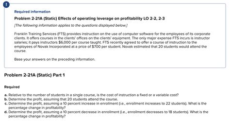 solved required information problem 2 21a static effects