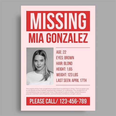 Free Vector Missing Person Poster Template