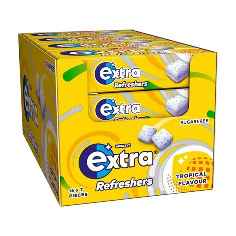 Extra Refreshers Tropical Flavour Sugarfree Chewing Gum Handy Box 7