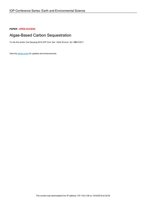 Pdf Algae Based Carbon Sequestration