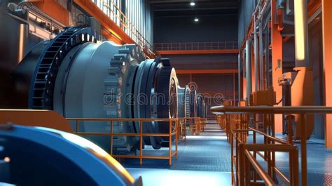 High Tech Industrial Facility With Digital Twin Simulation Equipment Stock Illustration