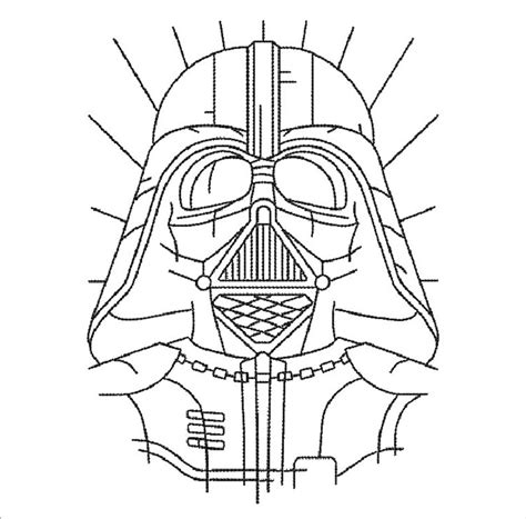 Star Wars Line Art Darth Vader Embroidery File Etsy