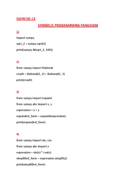 App Excercise 15 Exercise 15 Symbolic Programming Paradigm 1 Import