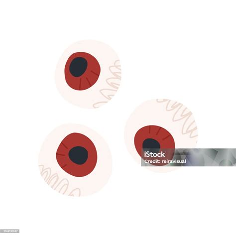 소름 끼치는 눈알 할로윈 장식 만화 평면 벡터 일러스트 레이 션은 흰색 배경에 고립되어 있습니다 공포 무서움에 대한 스톡 벡터 아트 및 기타 이미지 Istock